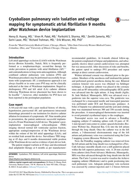 Pdf Cryoballoon Pulmonary Vein Isolation And Voltage Mapping For Symptomatic Atrial