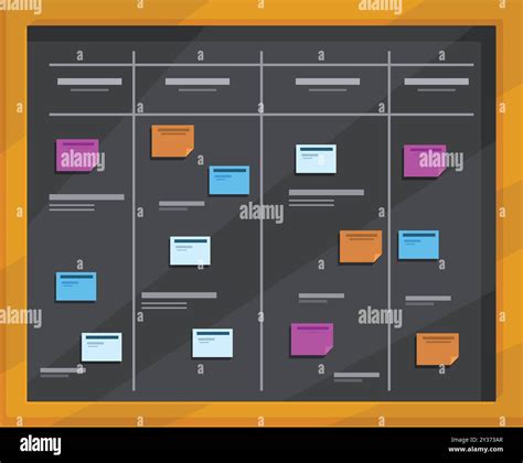 Scrum Board With Color Coded Sticky Notes Showing Sprints For An Agile