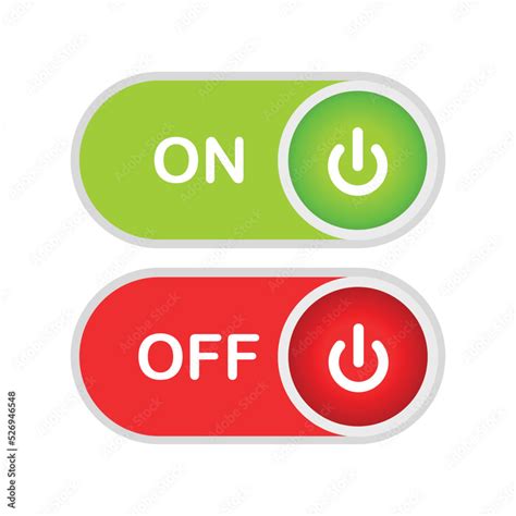 Power Switch Button With Turn On Off Icons And Shut Down Symbols In Round Buttons On And Off