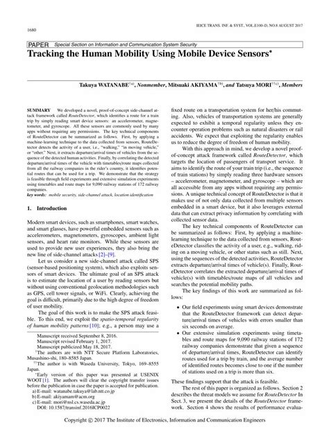 Pdf Tracking The Human Mobility Using Mobile Device Sensors Dokumen