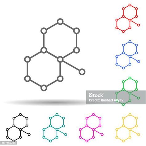 분자 멀티 컬러 스타일 아이콘 Ui 및 Ux 웹 사이트 또는 모바일 응용 프로그램에 대한 과학 연구 아이콘의 간단한 얇은 라인 개요 벡터 Dna에 대한 스톡 벡터 아트 및