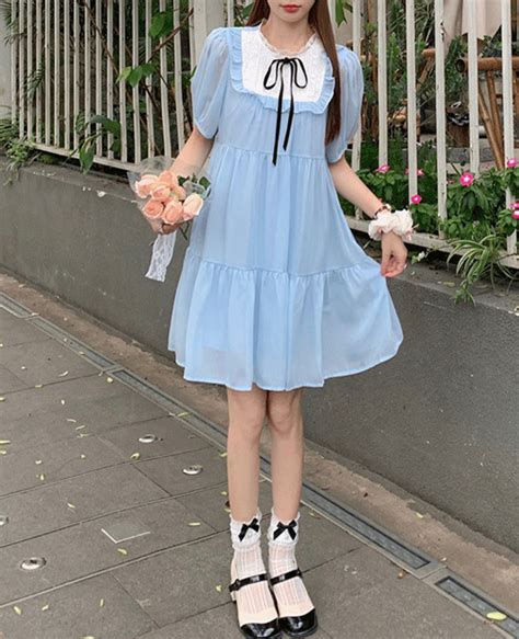 ~4xl 베이비돌 쉬폰 캉캉원피스 빅사이즈 리본 블라우스 반팔원피스 공주 여름원피스 몸매보정 A라인 커버업 통통녀 프렌치 첫사랑원피스 키작녀 레이어드 미니원피스 러블리 데이트룩