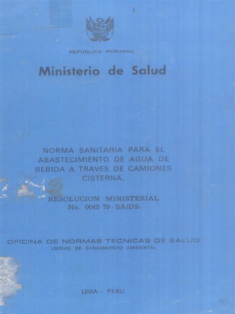 6 2 R M 0045 79 Sa Ds Norma Sanitaria Para Abastecimiento De Camion Cisterna Pdf