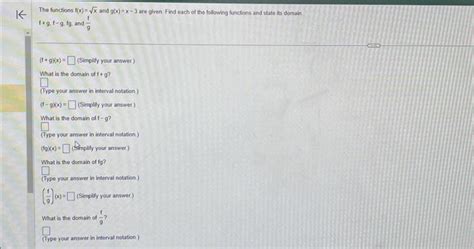 solved the functions f x √x and g x x 3 are given find