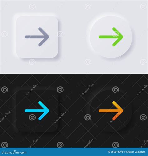 Arrow Icon Set Multicolor Neumorphism Button Soft Ui Design Stock Vector Illustration Of