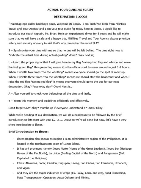 Actual Tour Guiding Script Pdf