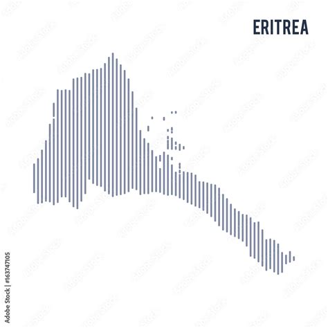 Vector Abstract Hatched Map Of Eritrea With Vertical Lines Isolated On A White Background Stock