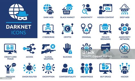 Dark Web Icon Set Solid Vector Icons Collection Stock Illustration Download Image Now Fraud