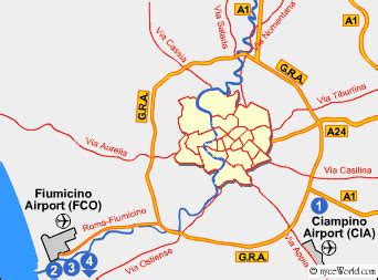 Major Attractions In Rome Map Airport