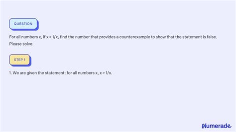 SOLVED For All Numbers X If X X Find The Number That Provides A Counterexample To Show