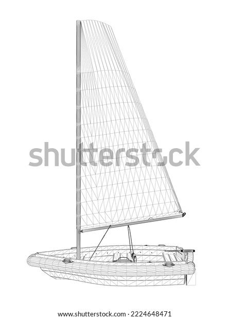 Wireframe Small Boat Sail Made Black Stock Vector Royalty Free 2224648471 Shutterstock
