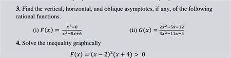 Solved 3 Find The Vertical Horizontal And Oblique