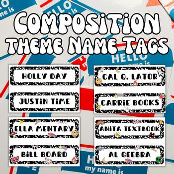 EDITABLE Composition Notebook Name Tag Cubby Template 7 Templates