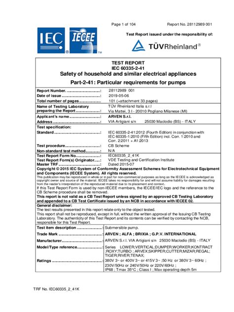 Fillable Online TEST REPORT FORM TEMPLATE IEC K Fax Email Print