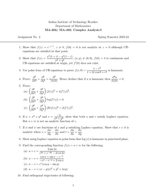 complex analysis assignment 2 pdf
