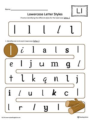 Lowercase Letter L Styles Worksheet Color MyTeachingStation Com