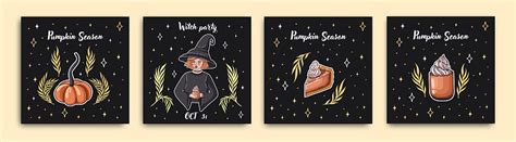 할로윈 엽서와 초대장 마법 아이템이 있는 인사말 카드 요술과 마술 벡터 가을에 대한 스톡 벡터 아트 및 기타 이미지 가을 검은색 공포 무서움 Istock