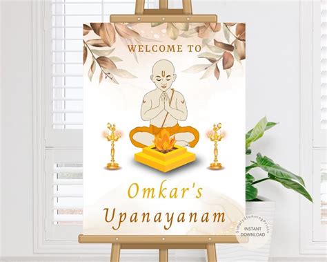 Editable Upanayana Ceremony Welcom Sign Thread Ceremony Entry Sign
