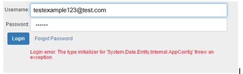 diagnosing the exception system data entityternal appconfig threw