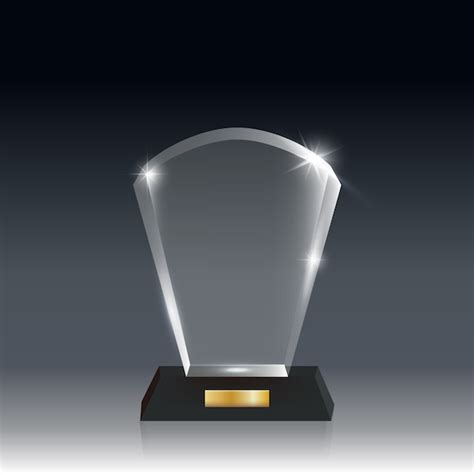 투명 현실적인 빈 아크릴 유리 트로피 상 프리미엄 벡터