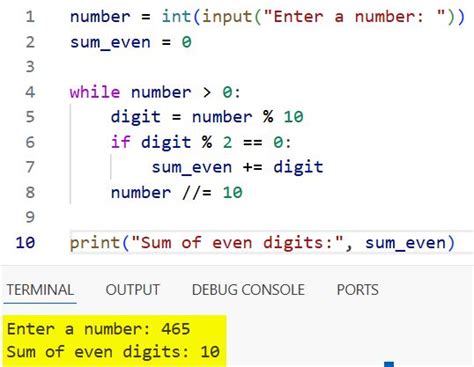 Find The Sum Of Even Digits In A Number In Python
