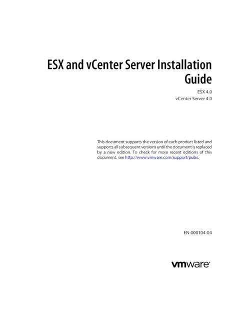 Pdf Esx And Vcenter Server Installation Guide Esx 4 · 1