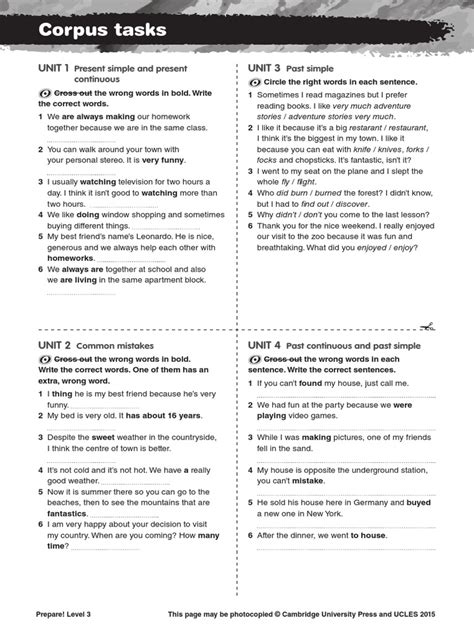 Prepare Level 3 Corpus Tasks U1 20 Pdf Pdf
