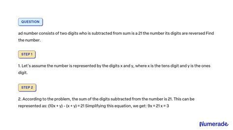 Solved Ad Number Consists Of Two Digits Who Is Subtracted From Sum Is