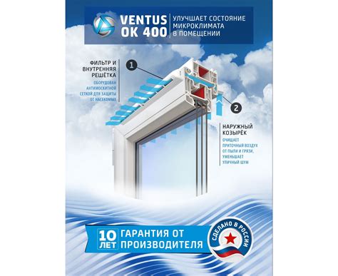 Оконный приточный вентиляционный клапан Ventus OK 400 регулируемый с ...