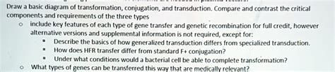 Draw A Basic Diagram Of Transformation Conjugation And Transduction Compare And Contrast The