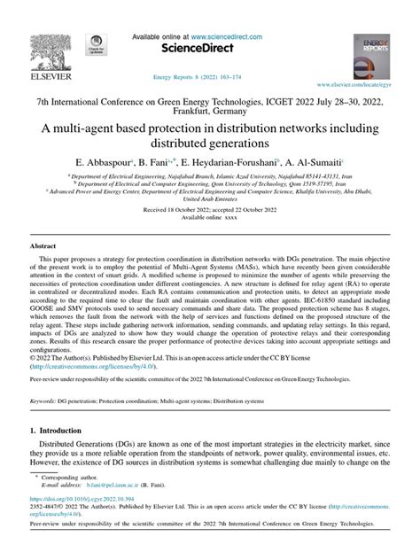 A Multi Agent Based Protection In Distribution Networks Including Pdf