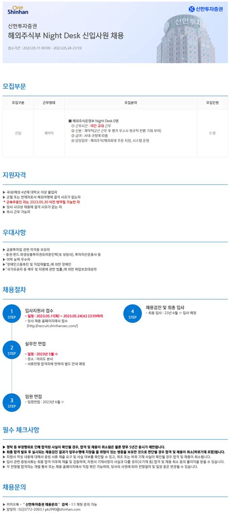 신한투자증권 해외주식부 Night Desk 신입사원 채용 공모전 대외활동 링커리어