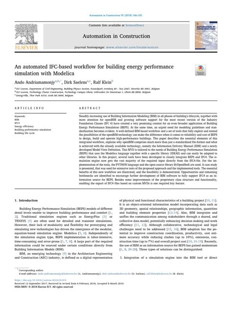 An Automated Ifc Based Workflow Pdf Building Information Modeling