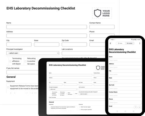 Lab Decommissioning Checklist Form For Mobile Tablet Fillable Pdf