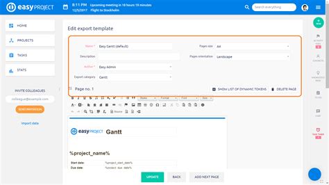 Export Templates Easy Project