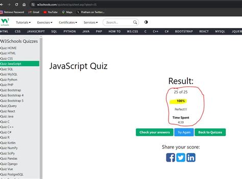 Gained 25 Points On Javascript Quiz From W3schools Codster Dev Posted On The Topic Linkedin