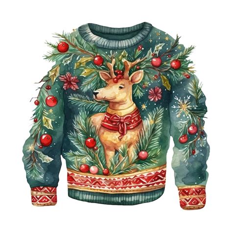 Premium Vector Watercolor Illustration Of Christmas Ugly Sweater Ai