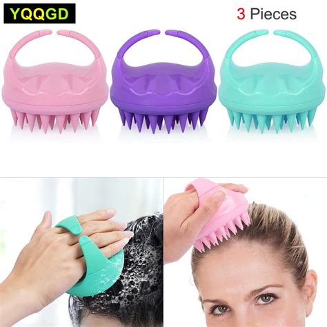 비듬 제거를위한 3pcs 헤어 두피 마사지 샴푸 브러시 실리콘 헤드 와셔 브러시 샤워 두피 스크러버 클렌징 브러시마사지 빗 Aliexpress