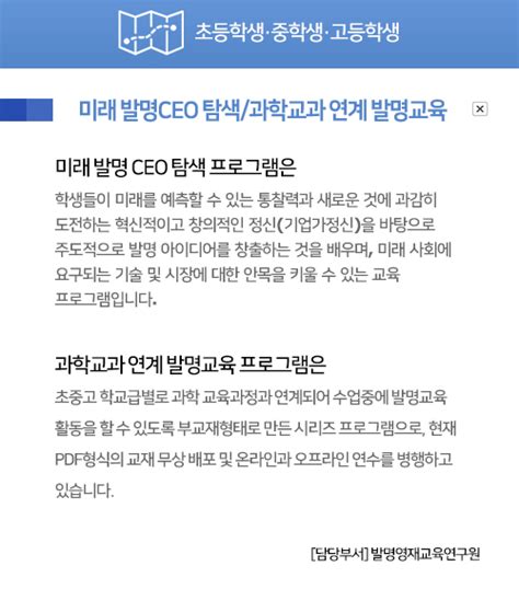 한국발명진흥회 발명·지식재산 교육 맵