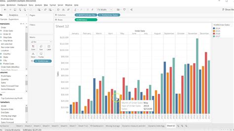 tableau how to create a side by side bar graph with overlaying line