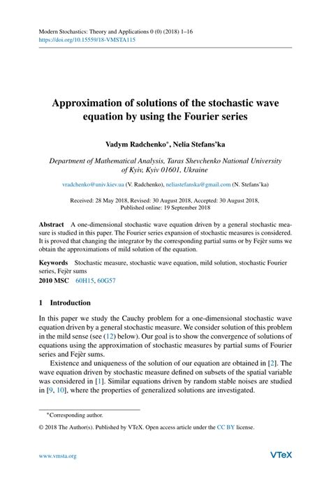 Pdf Approximation Of Solutions Of The Stochastic Wave Equation By