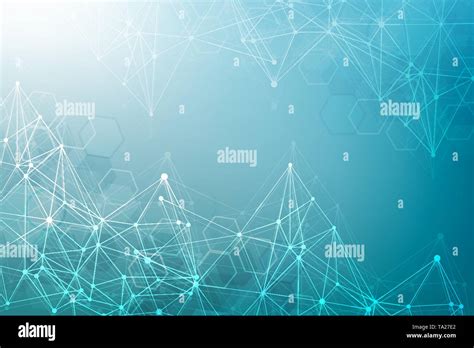 Geometric Abstract Background With Connected Line And Dots Structure Molecule And Communication