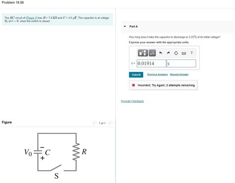 Solved Problem 19 56 The RC Circuit Of Figure 1 Has R Chegg Com