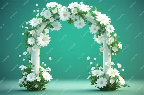 Есть белая арка с цветами на ней и генеративный искусственный интеллект ...