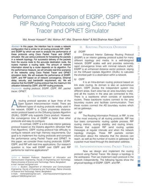 Ospf Eigrp And Rip Comparision Pdf