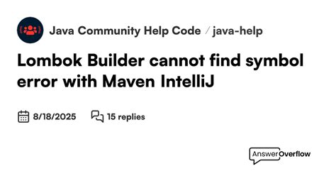 Lombok Builder Cannot Find Symbol Error With Maven And Intellij Java