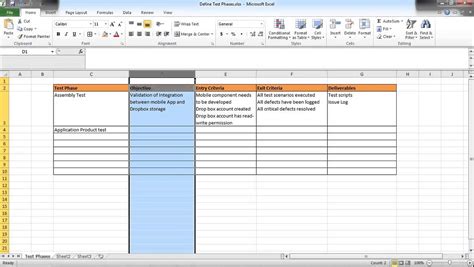 Software Testing Using Excel How To Define Test Phases Youtube