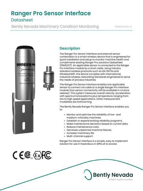 Ranger Pro Sensor Interface Datasheet 165m4206 Pdf Interface