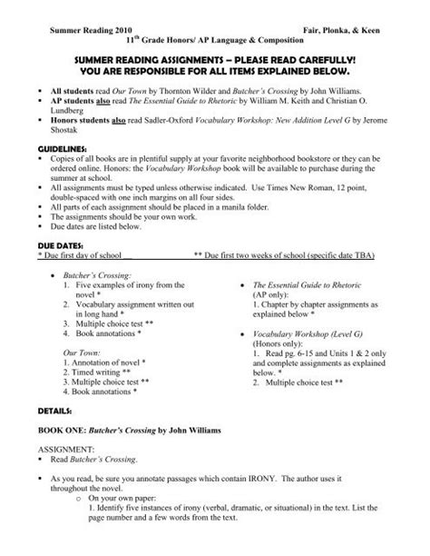 Summer Reading Assignment Fulton County Schools