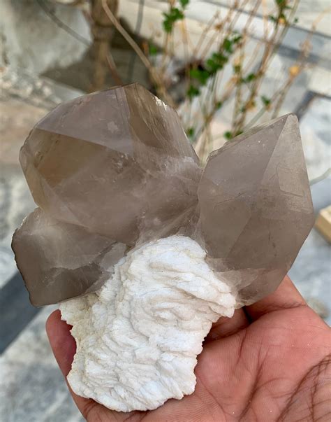 439 Gram Unique Shape Smoky Quartz With Nice Feldspar Full Terminated